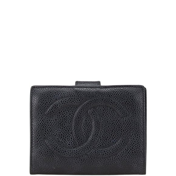CHANEL | Accessories | Chanel Coco Mark Bifold Wallet Black Caviar Skin ...